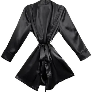 BLISSY Mulberry Silk Robe - Black