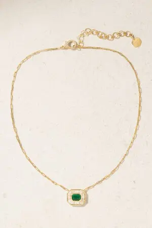 Shay Mini Deco 18-karat Emerald And Diamond Necklace