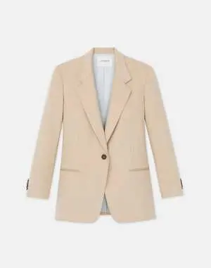 Lafayette 148 New York Camel Hair Single-Button Blazer Beige