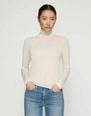 Lafayette 148 New York Fine Cashmere Fitted Turtleneck Sweater - Cloud