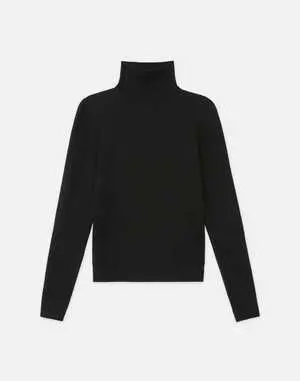 Lafayette 148 New York Fine Cashmere Fitted Turtleneck Sweater - Dune