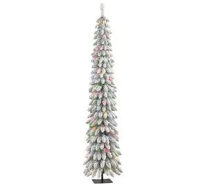 PULEO INTERNATIONAL Puleo 7' Pre-lit Flocked Artificial Alpine Penc Il Tree - One-color