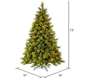 VICKERMAN 7.5' Emerald Mixed Artificial Tree Du Ra-lit 850ww