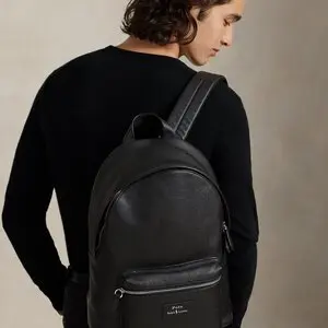 Ralph Lauren Pebbled Leather Backpack - Black