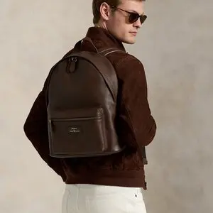Ralph Lauren Pebbled Leather Backpack - Dark Brown