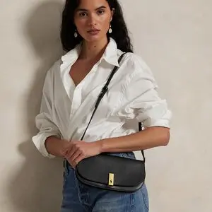 Ralph Lauren Polo Id Leather Medium Clutch-bag - Black