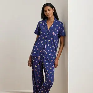 Ralph Lauren Floral Cotton-blend Jersey Sleep Set - Navy Print