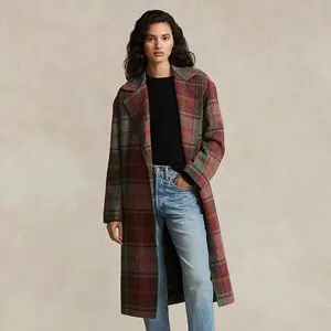 Ralph Lauren Plaid Wool-blend Twill Wrap Overcoat - Warm Plaid