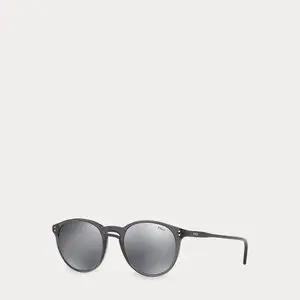 Ralph Lauren Heritage Round Sunglasses Shiny Black Crystal