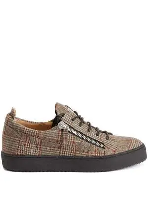 GIUSEPPE ZANOTTI Frankie Check-pattern Low-top Sneakers - Neutrals
