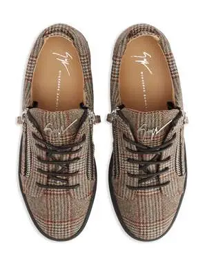 GIUSEPPE ZANOTTI Frankie Check-pattern Low-top Sneakers - Neutrals