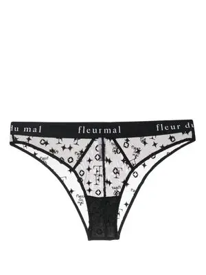 FLEUR DU MAL Monogram-embroidered Cheeky Briefs