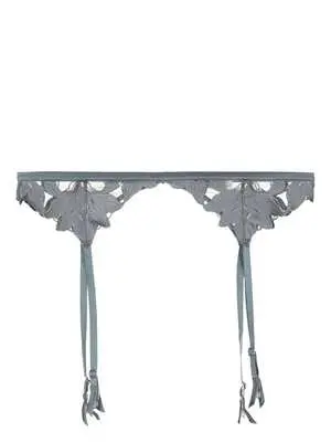 FLEUR DU MAL Lily Embroidered Garter Belt - Grey