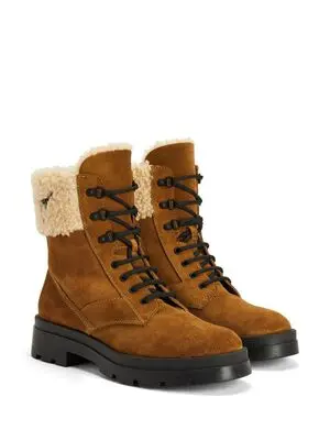 GIUSEPPE ZANOTTI Jaure Logo-lettering Boots - Brown