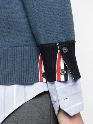 Thom Browne Milano Stitch V-neck Cardigan - Blue