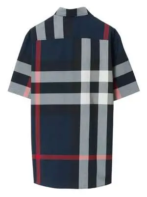 Burberry Check-pattern Cotton Shirt - Blue