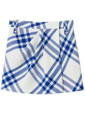 Burberry Checked Wool Miniskirt - White