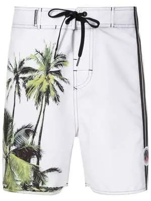 OSKLEN Palm Tree Print Bermuda Swim Shorts - Neutrals
