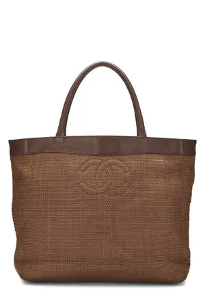 Chanel Raffia Tote With 'cc' Logo