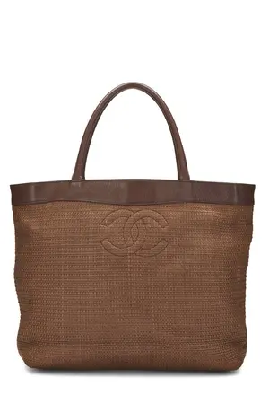 Chanel Raffia Tote With 'cc' Logo