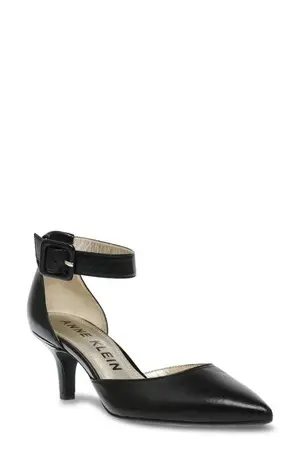 Anne Klein Fabulist Ankle Strap Pump - Black Leather