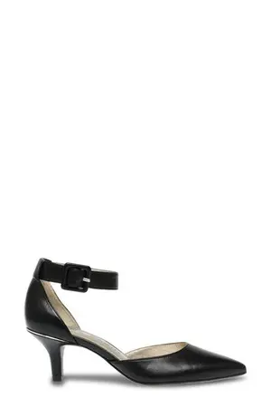 Anne Klein Fabulist Ankle Strap Pump - Black Leather