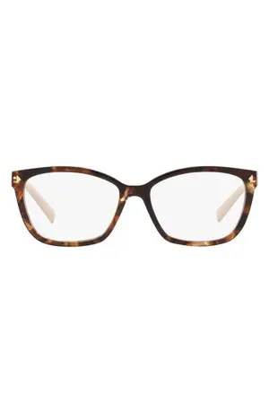 Prada 55mm Rectangular Optical Glasses - Dark Havana