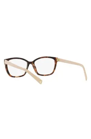 Prada 55mm Rectangular Optical Glasses - Dark Havana