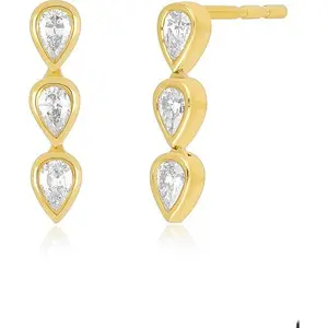 Ef Collection Single Bezel Diamond Drop Earring - Yellow Gold