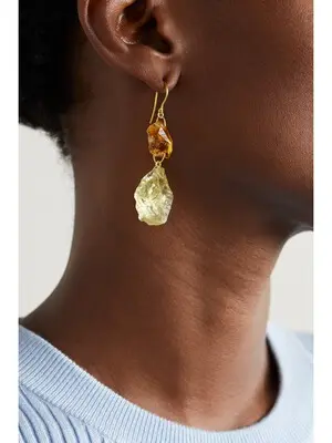 PIPPA SMALL 18-karat Citrine And Quartz Dangle Earrings