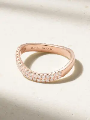 ANITA KO Curved 18-karat Rose Diamond Ring