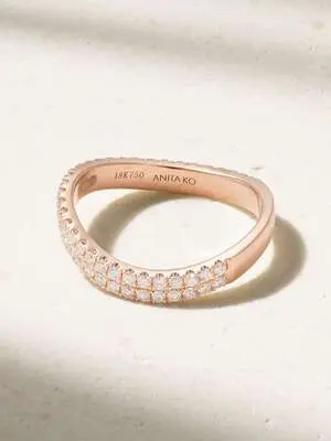 ANITA KO Curved 18-karat Rose Diamond Ring