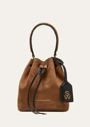 STUART WEITZMAN Rae Mini Suede Bucket Bag Coffee