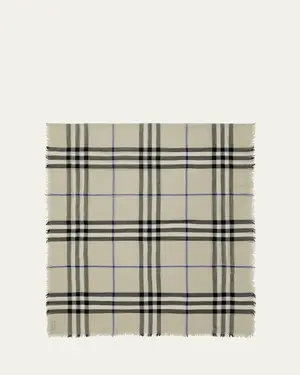 Burberry Giant Check Wool Scarf Lichen
