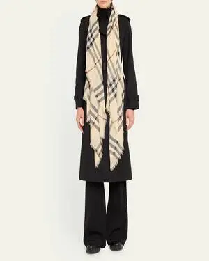 Burberry Giant Check Wool Scarf - Stone