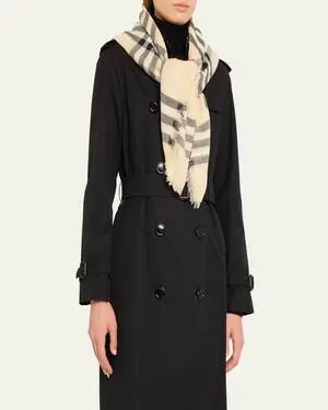 Burberry Giant Check Wool Scarf - Stone