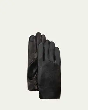 AGNELLE Classic Leather Gloves - Noir