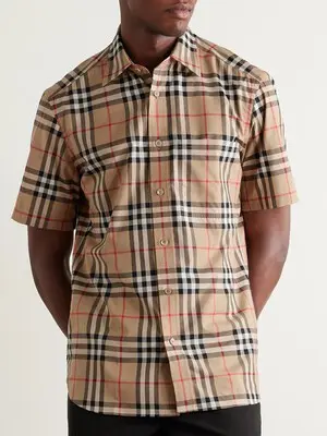 Burberry Checked Cotton-poplin Shirt - Neutrals