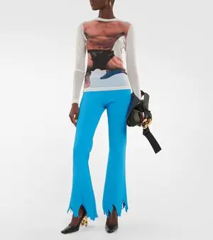 JW Anderson Ribbed-knit Slim Pants - Blue