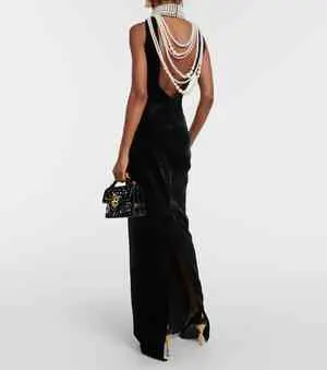 slim fit dress slacks 1969 Pierre Balmain Haute-Couture Green Velvet Beaded Jeweled Gown & T