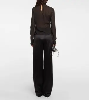 Magda Butrym Floral-appliqué Sheer Silk Blouse