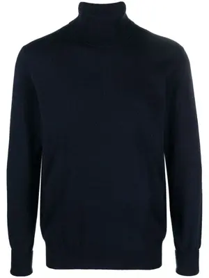 BALLANTYNE Logo-embroidered Roll-neck Cashmere Jumper - Blue