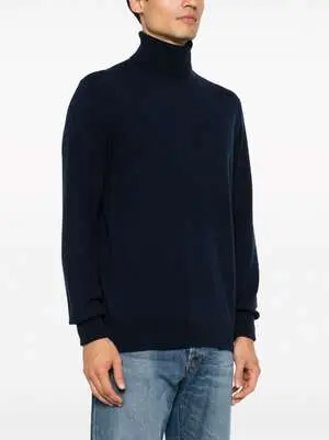 BALLANTYNE Logo-embroidered Roll-neck Cashmere Jumper - Blue