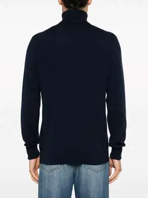 BALLANTYNE Logo-embroidered Roll-neck Cashmere Jumper - Blue