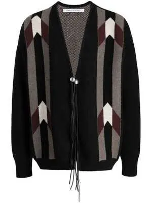 CHILDREN OF THE DISCORDANCE Patterned Intarsia-knit Wool Cardigan - Black