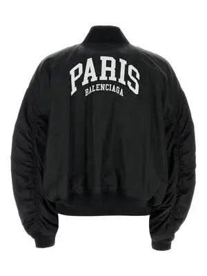 Balenciaga Paris Oversized Bomber Jacket In Black - 25% Off