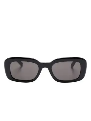 Saint Laurent Logo Plaque Rectangle Sunglasses - Black