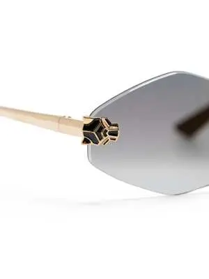 Cartier Tiger Head Geometric Sunglasses - Gold