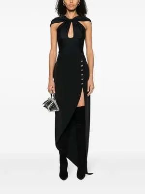 GENNY Crystal-detailed Asymmetric Maxi Skirt