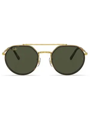 Ray-ban Logo-print Round-frame Sunglasses - Gold